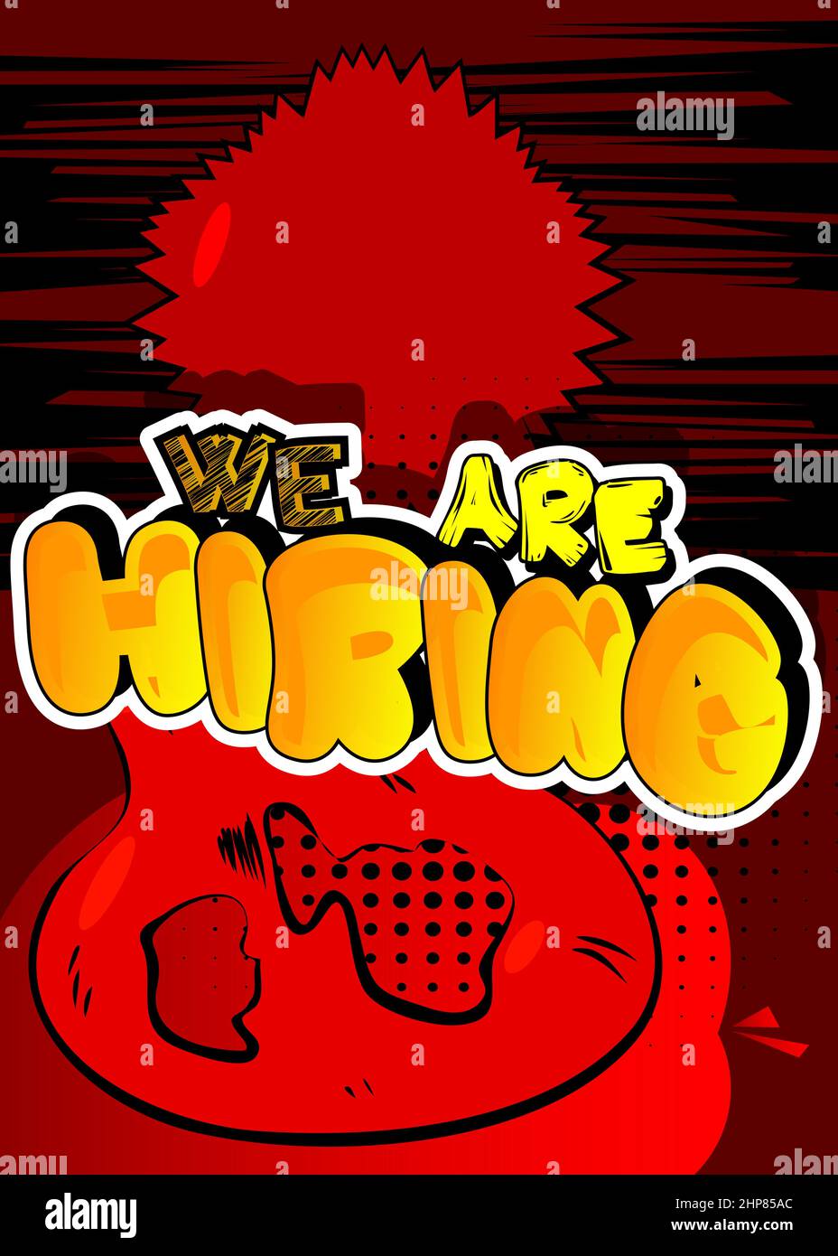 We Are Hiring Comic Book Word Text On Abstract Comics Background Stock