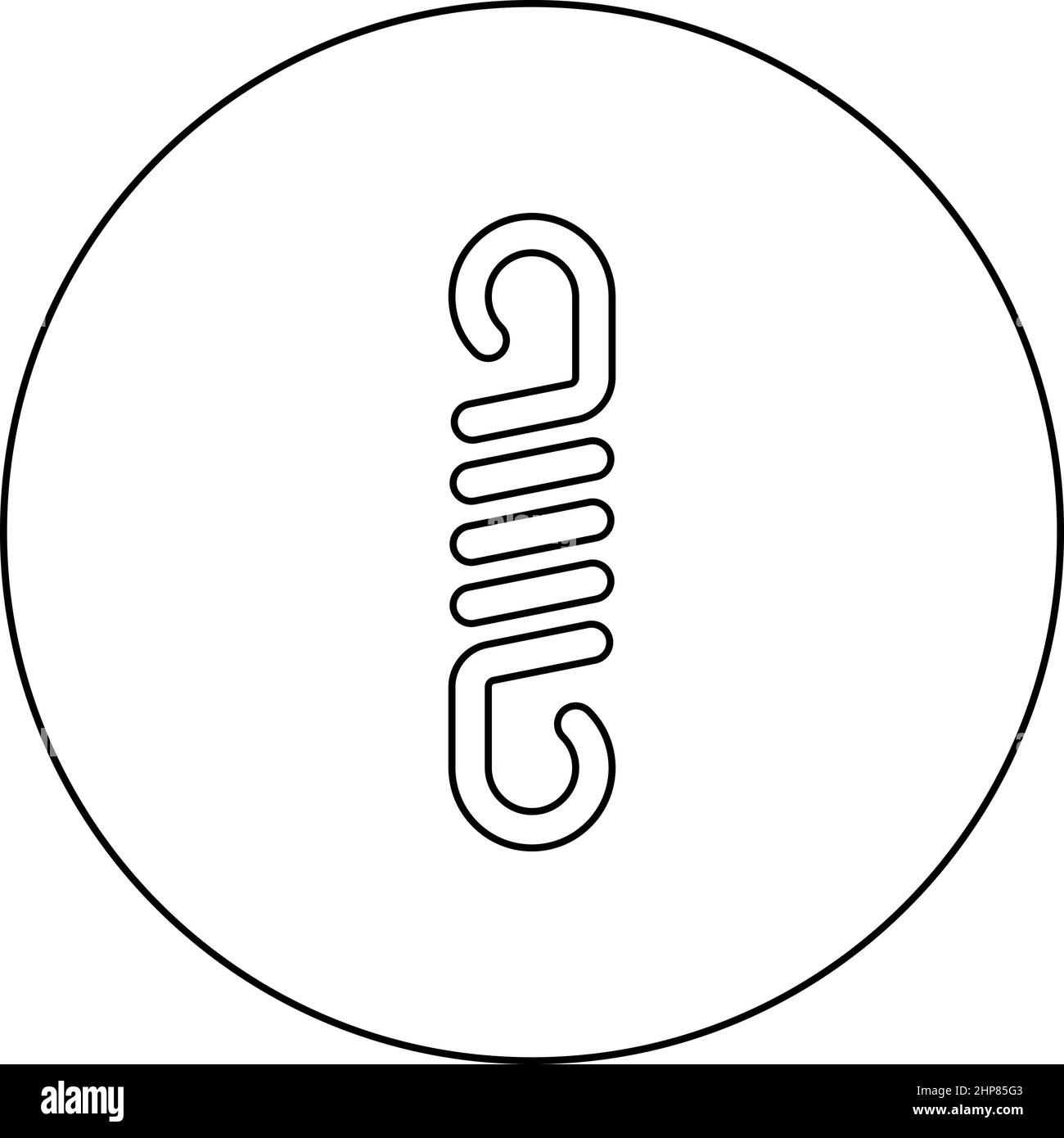 Spring metal coil spiral steel wire flexible icon in circle round black ...