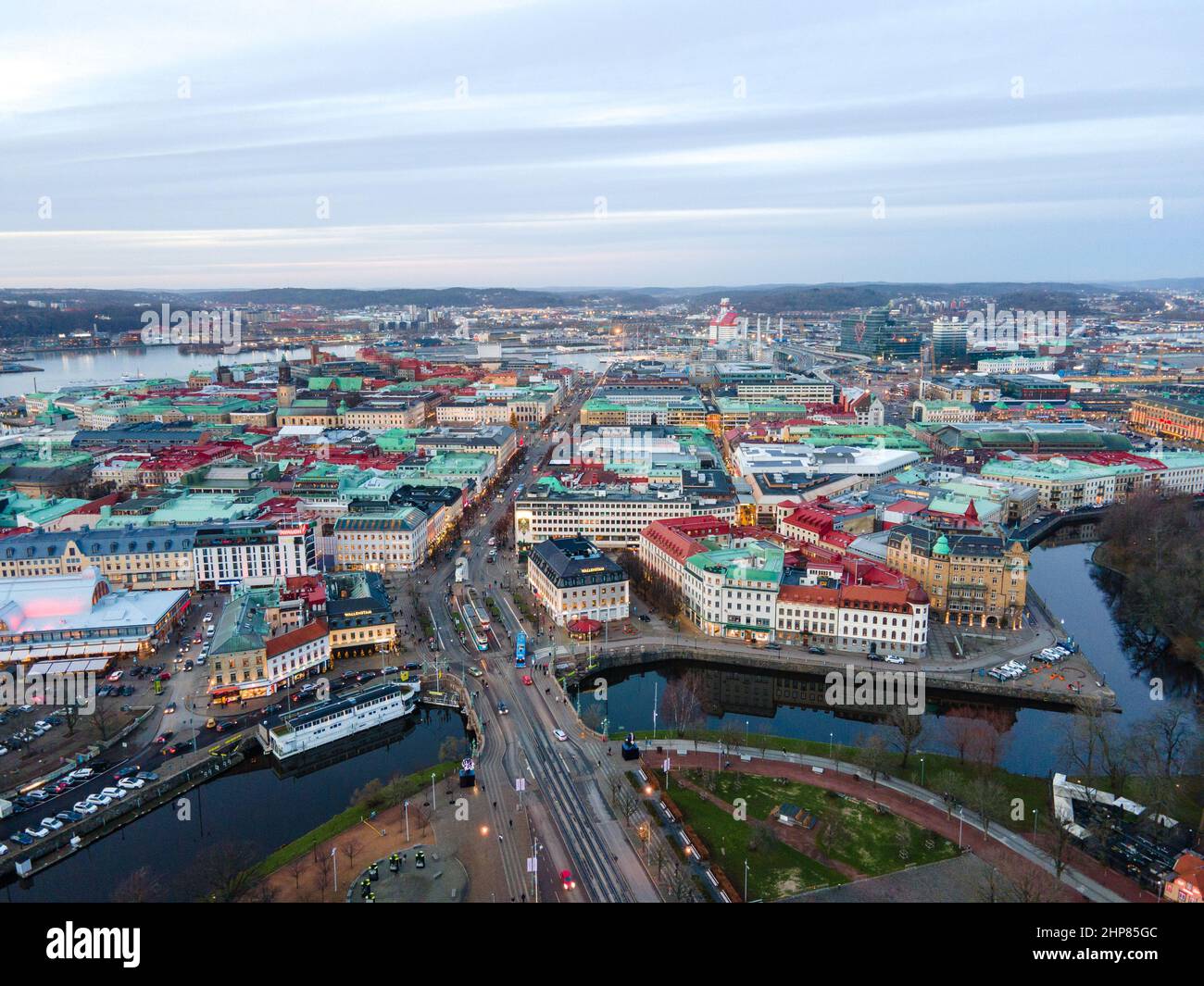 Gothenburg, Sweden: View from above of the mix of the mix of historical ...