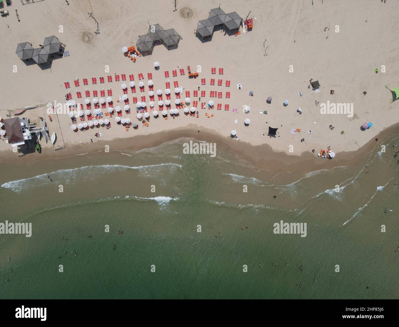 Bird's eye view of the beach in Tel Aviv. Israel Stock Photo - Alamy