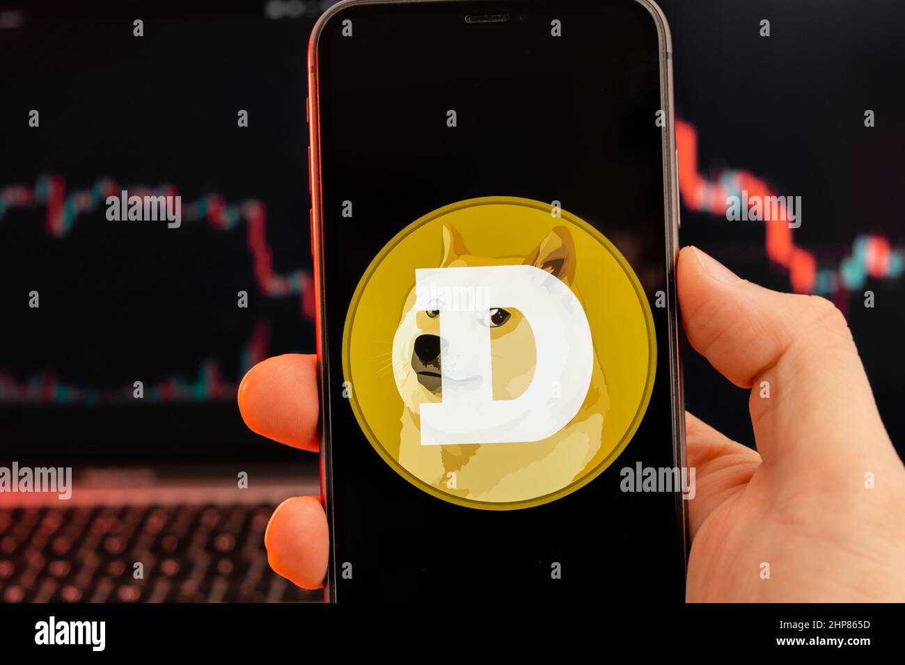Dogecoin DOGE app of cryptocurrency stock market analysis on the screen ...