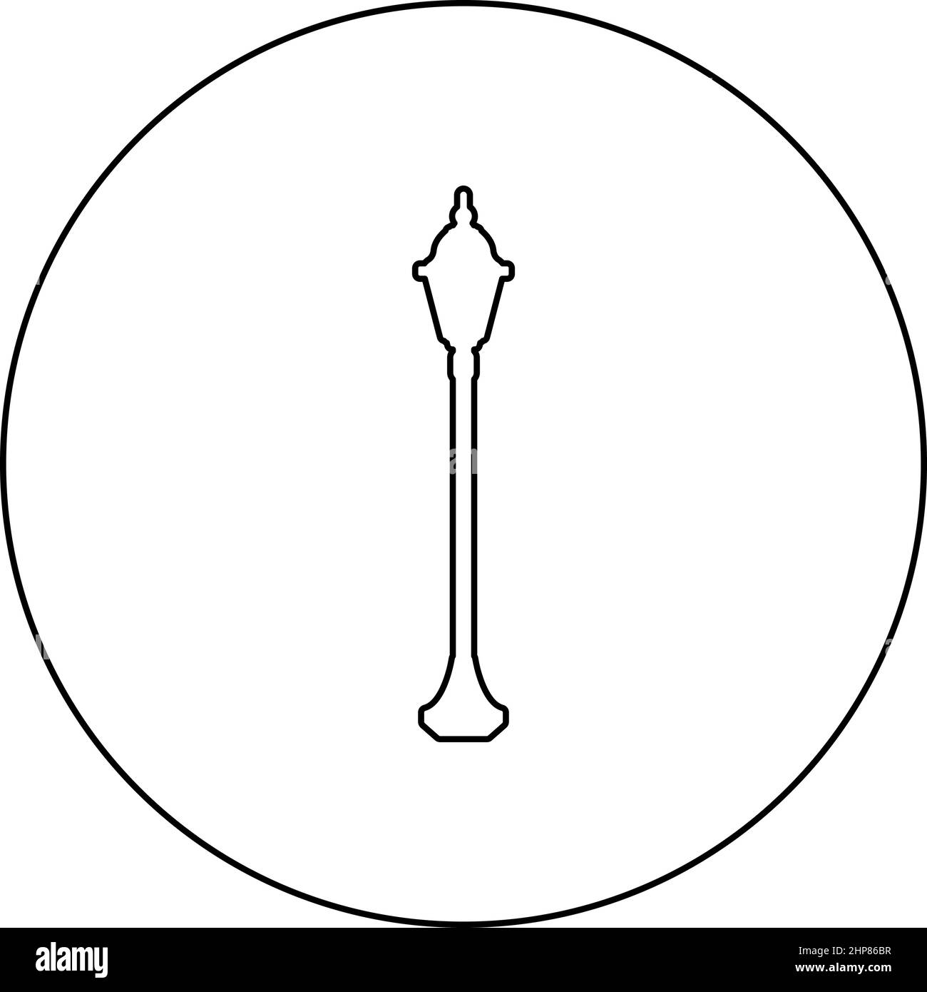 Street lamp lantern icon in circle round black color vector ...