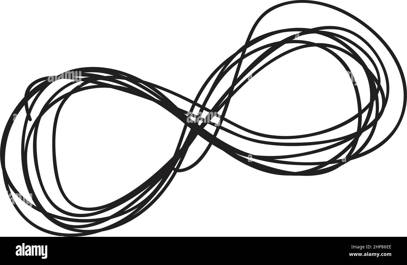 Hand drawn infinity doodle, sketch scribble element, pencil art design ...
