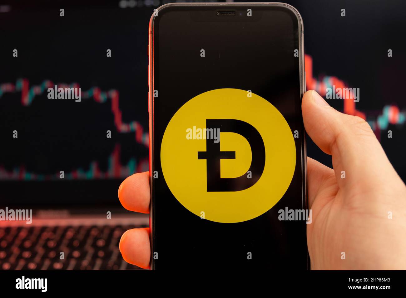 Dogecoin DOGE app of cryptocurrency stock market analysis on the screen ...