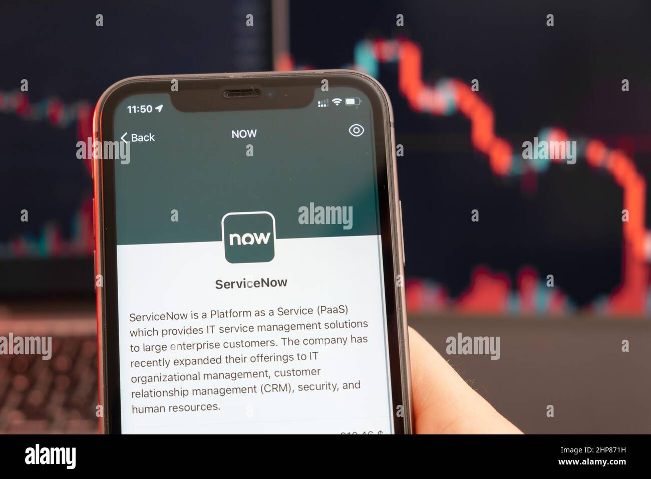 ServiceNow stock price decrease on the trading market with downtrend ...