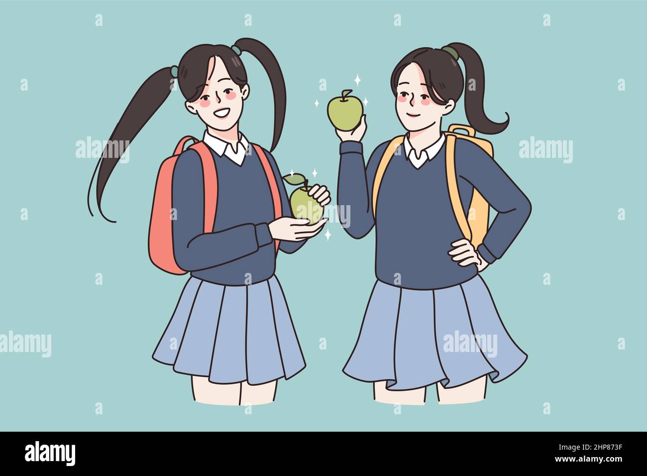 Teen girls eating Stock Vector Images - Alamy