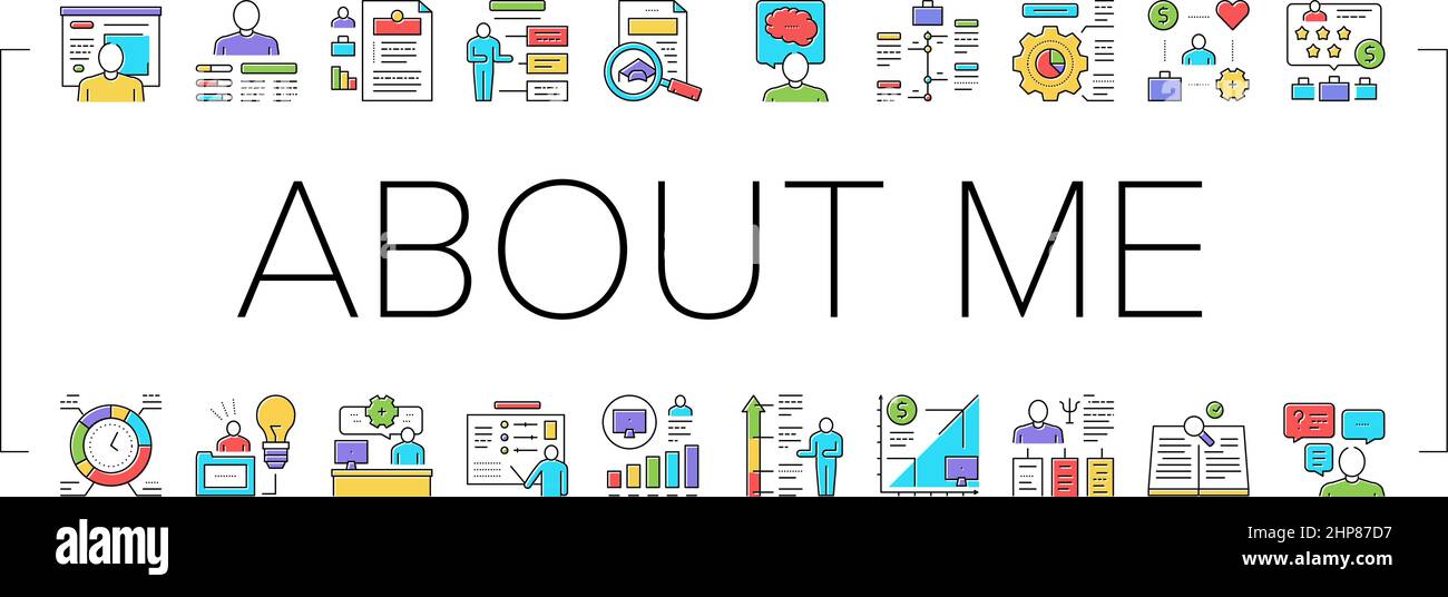 About Me Presentation Collection Icons Set Vector Stock Vector Image ...