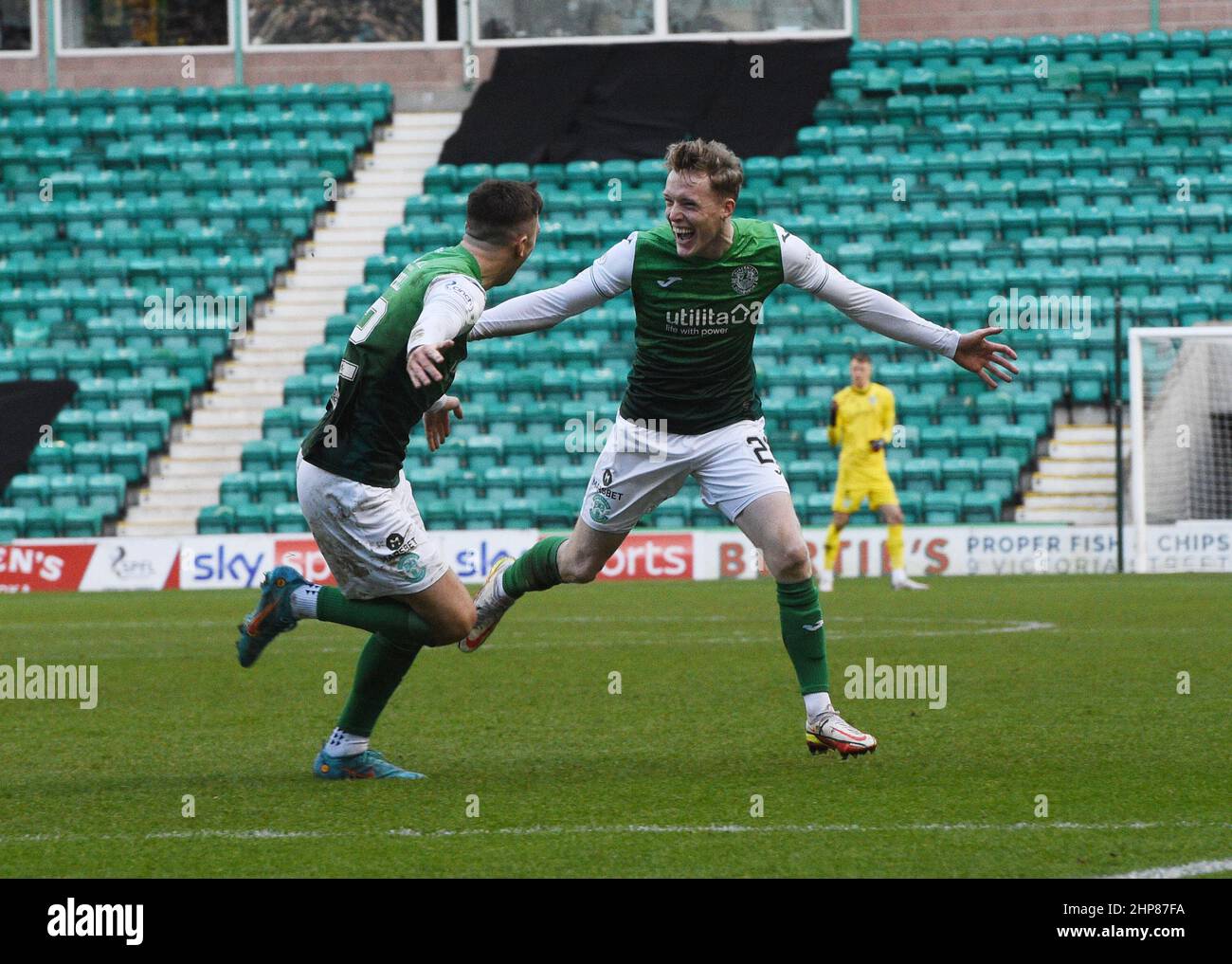 Jake doyle hayes celebrates his opening goal with hibs hi-res stock ...