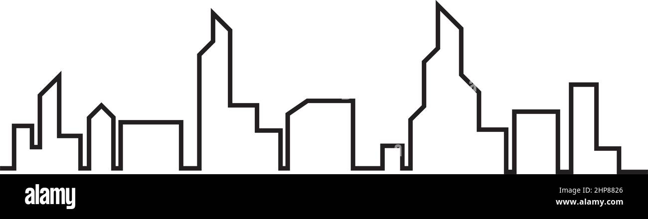 real estate modern city building line vector illustration Stock Vector ...