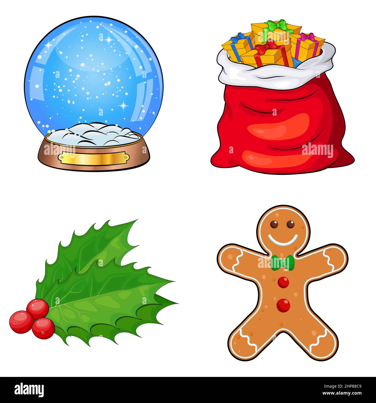 Christmas symbols collection. Big set of xmas icons. Seasonal cartoon ...