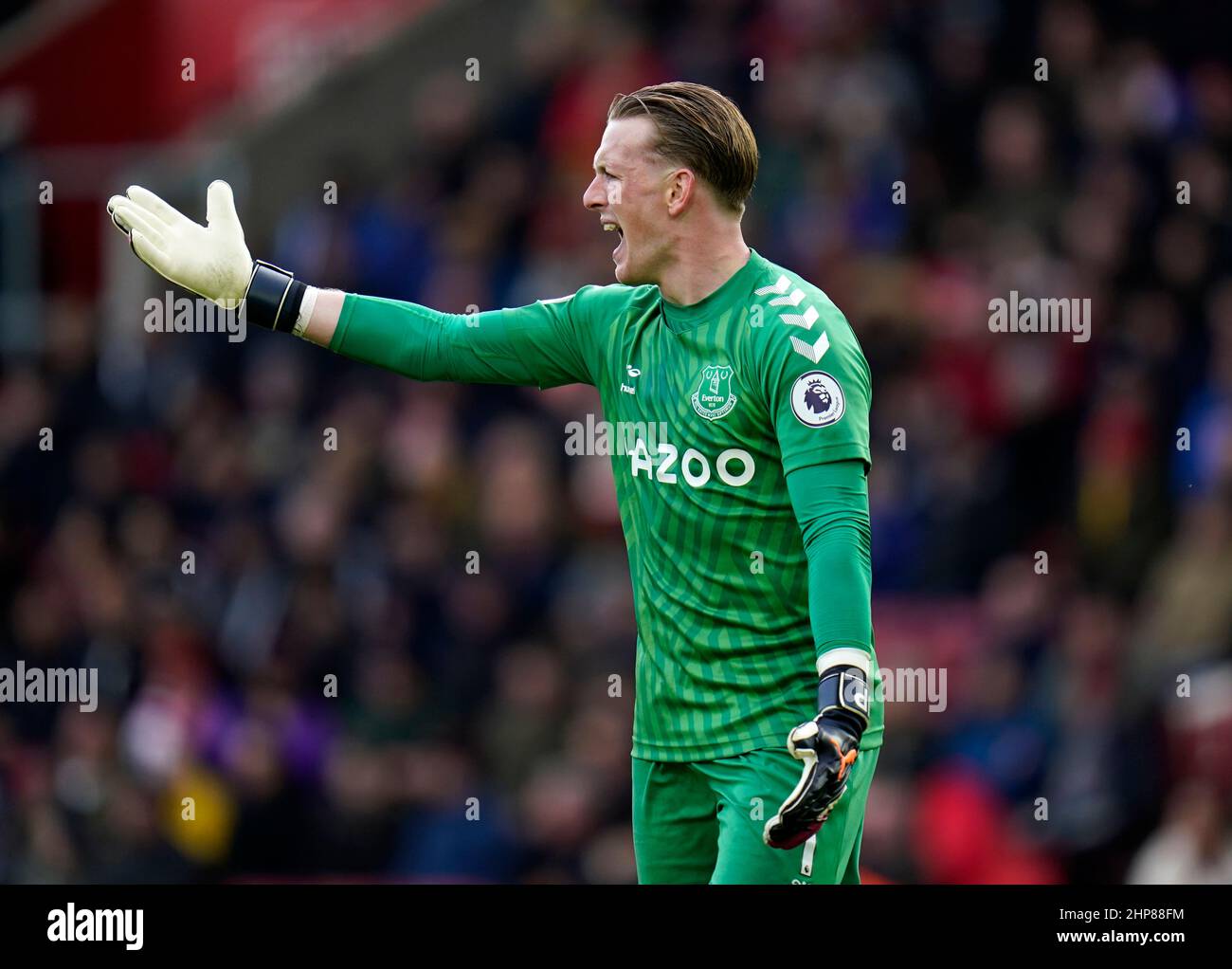 Everton goalkeeper Jordan Pickford during the Premier League match at ...
