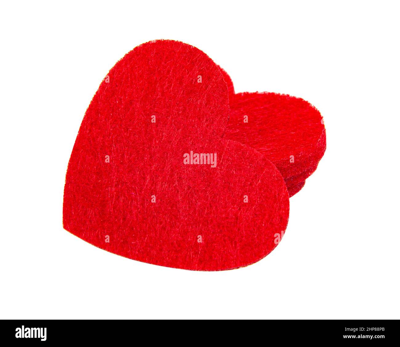Red felt heart decor isolated on the white background Stock Photo - Alamy