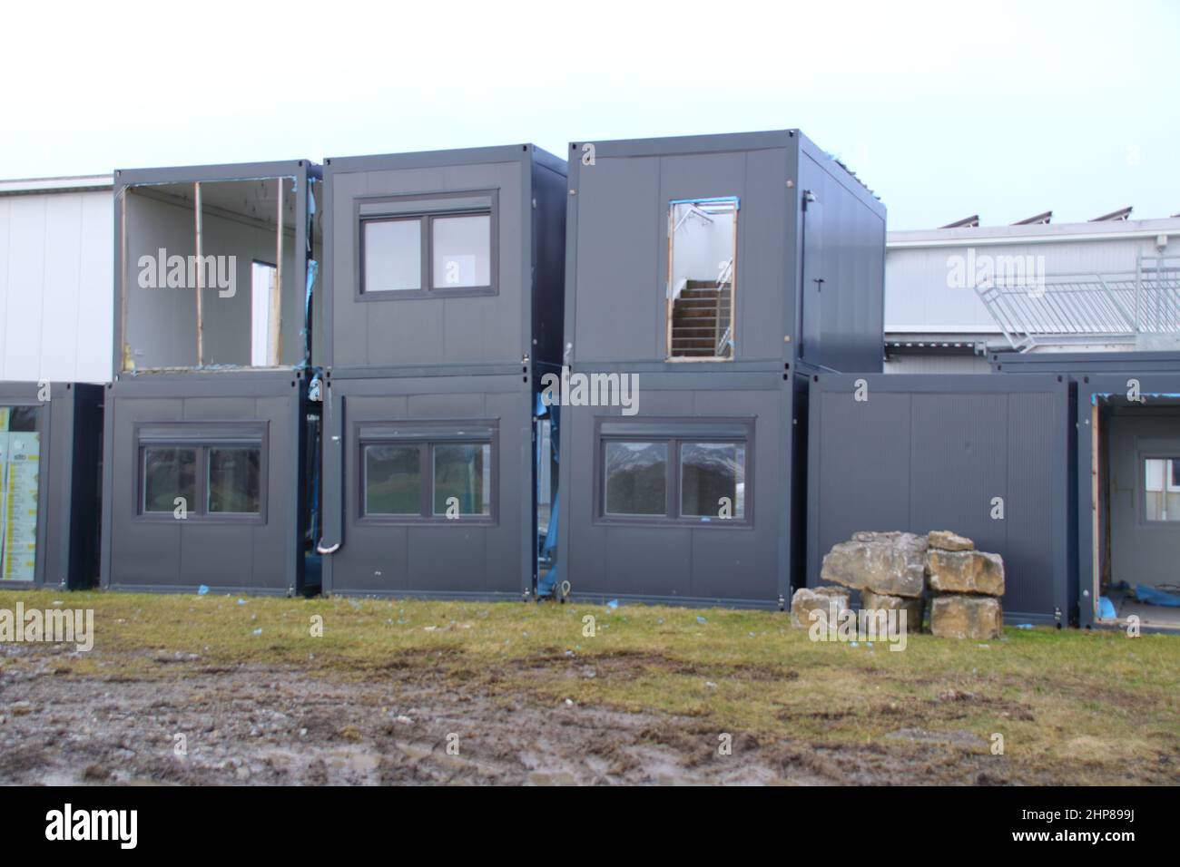 Old containers for living are stored in a storage yard Stock Photo - Alamy