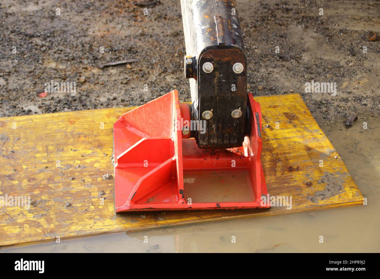 Extended support on a crane truck Stock Photo - Alamy