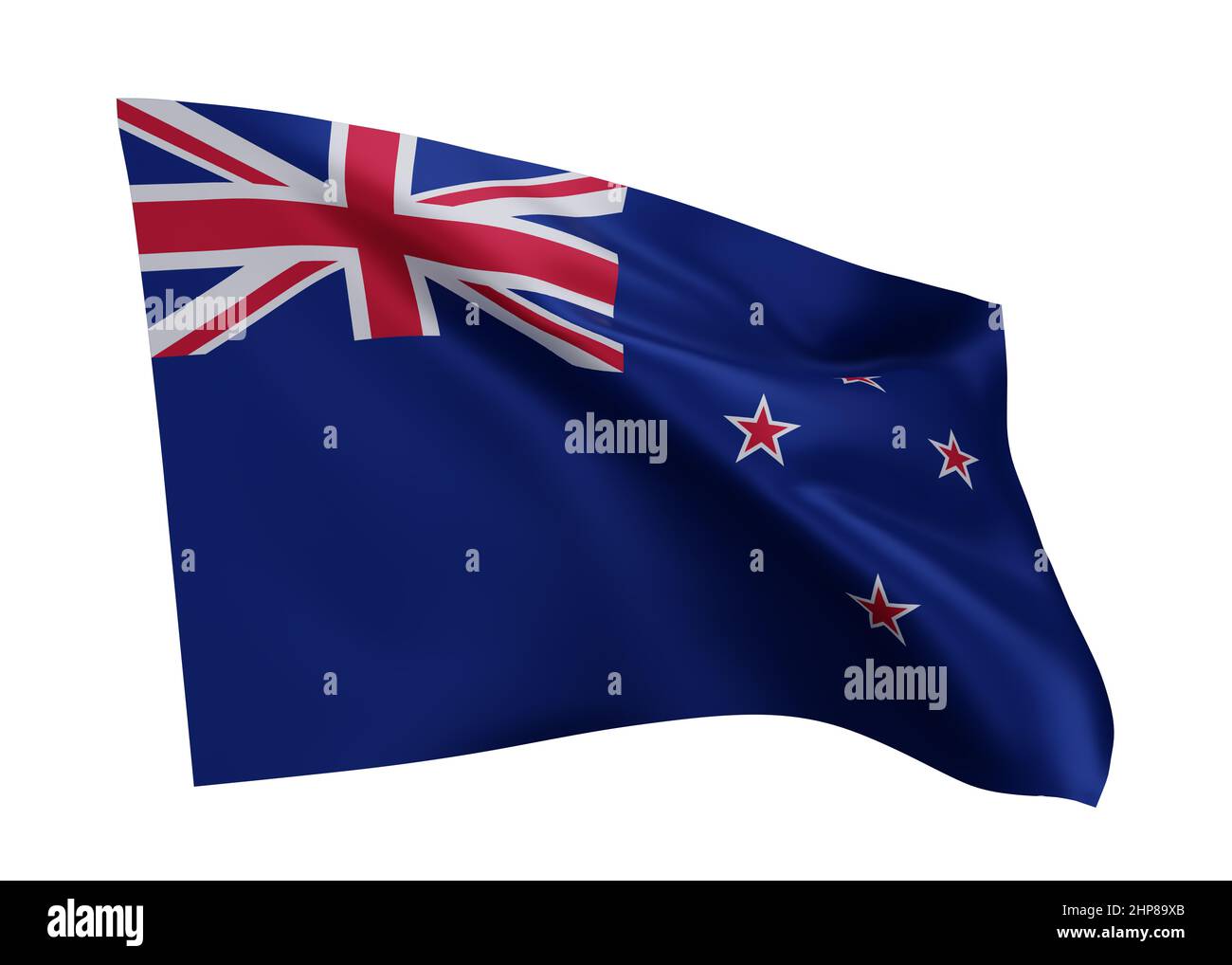 3d illustration flag of New Zealand. New Zealand high resolution flag ...