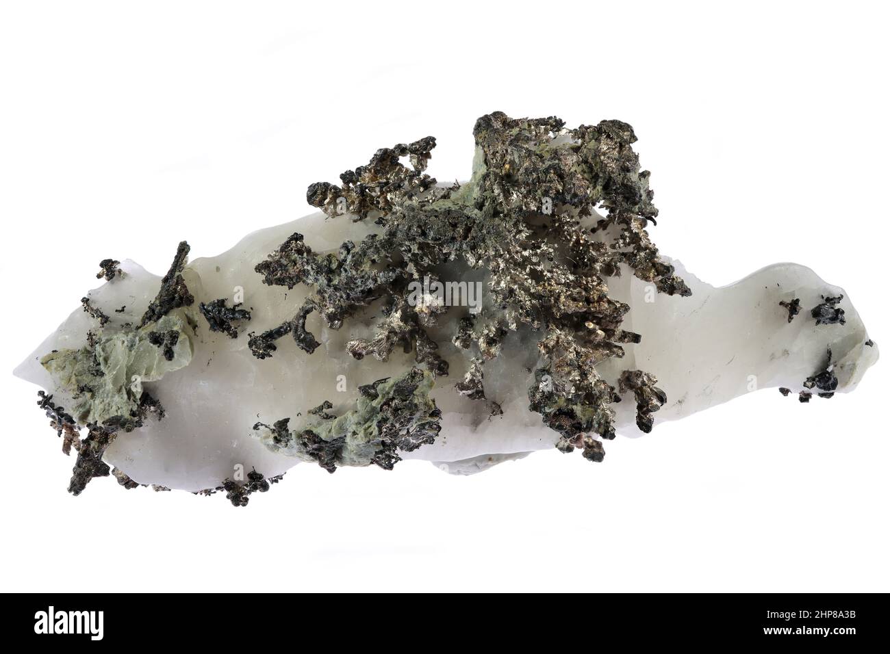 native silver and dyscrasite from Bouismas Mine, Morocco isolated on ...