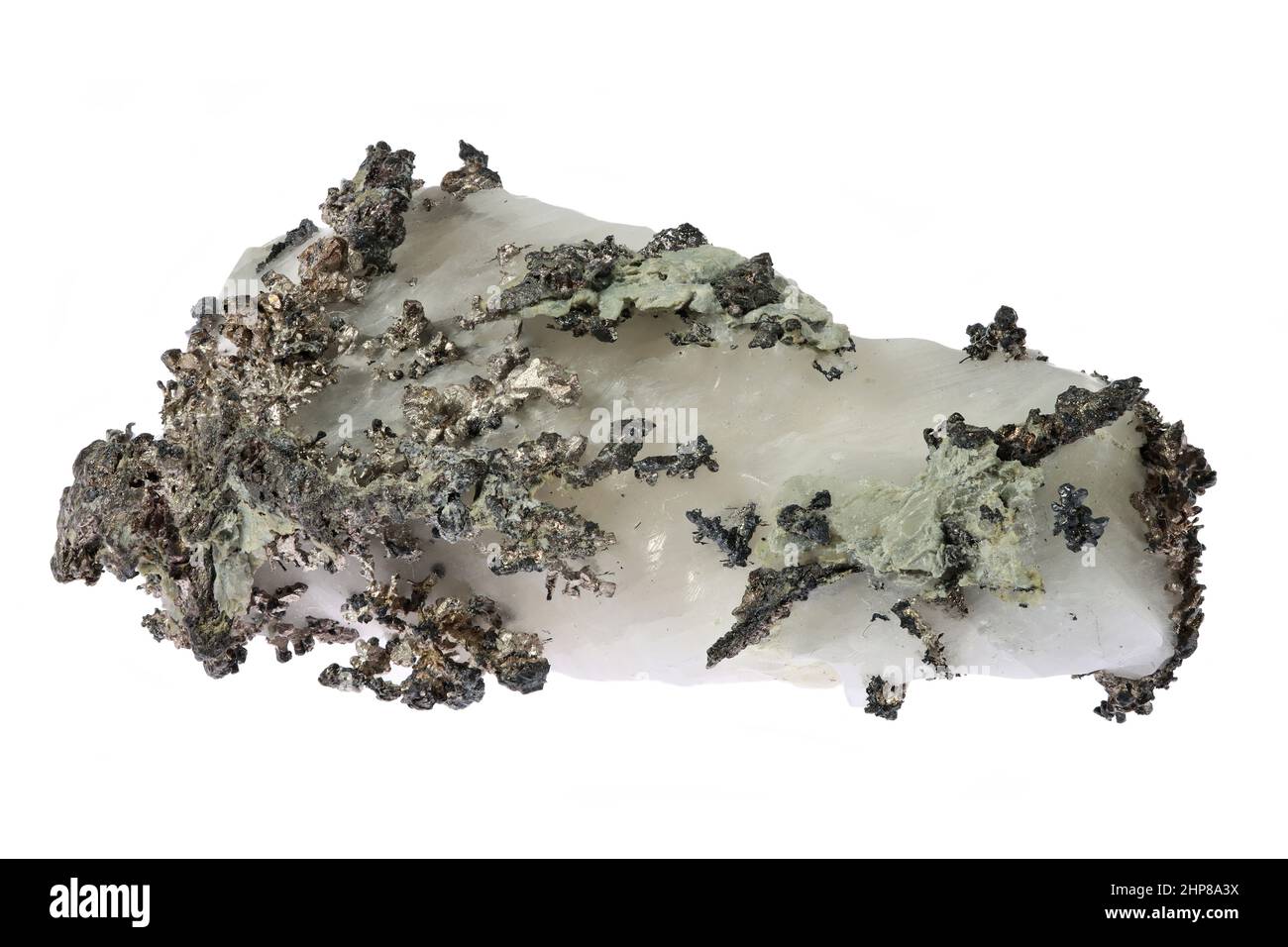 native silver and dyscrasite from Bouismas Mine, Morocco isolated on ...