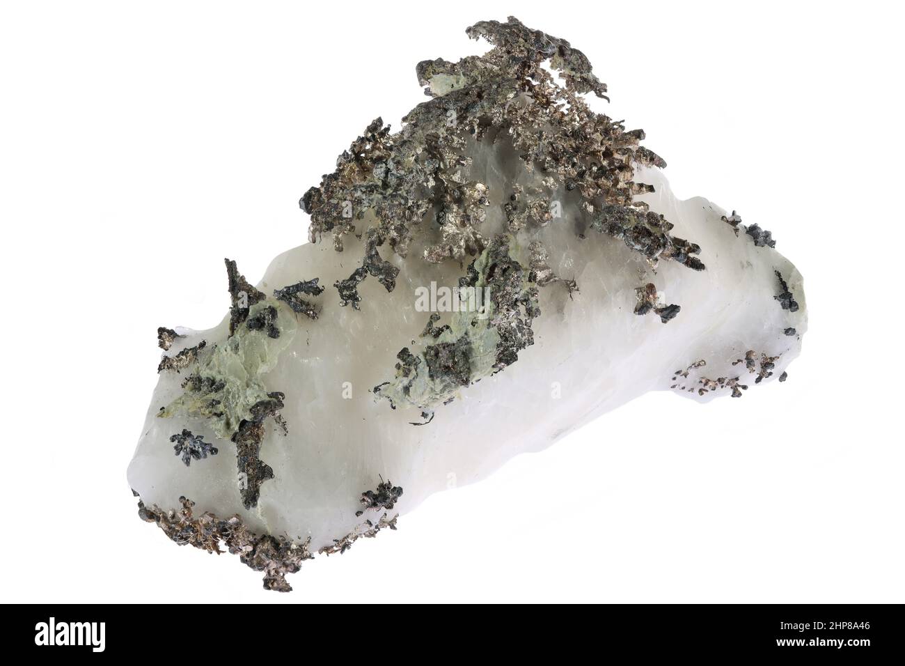 native silver and dyscrasite from Bouismas Mine, Morocco isolated on ...