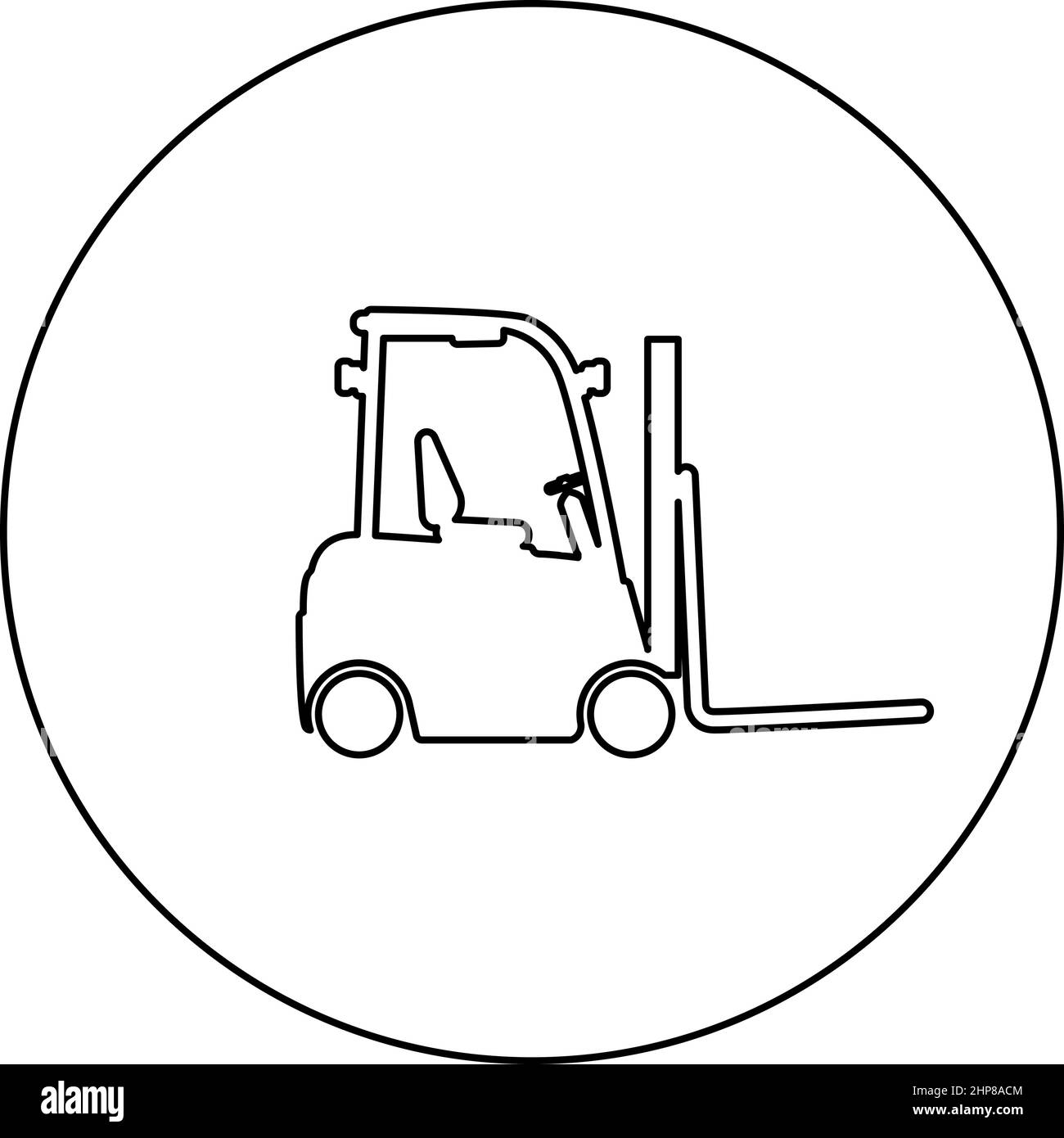 Forklift loader icon in Black and White Stock Photos & Images - Alamy