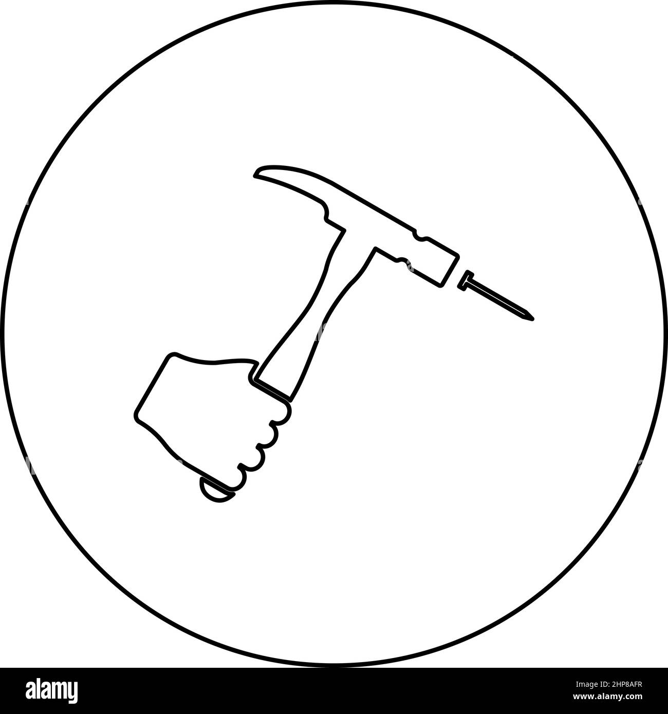 Claw hammer tool line Stock Vector Images - Alamy