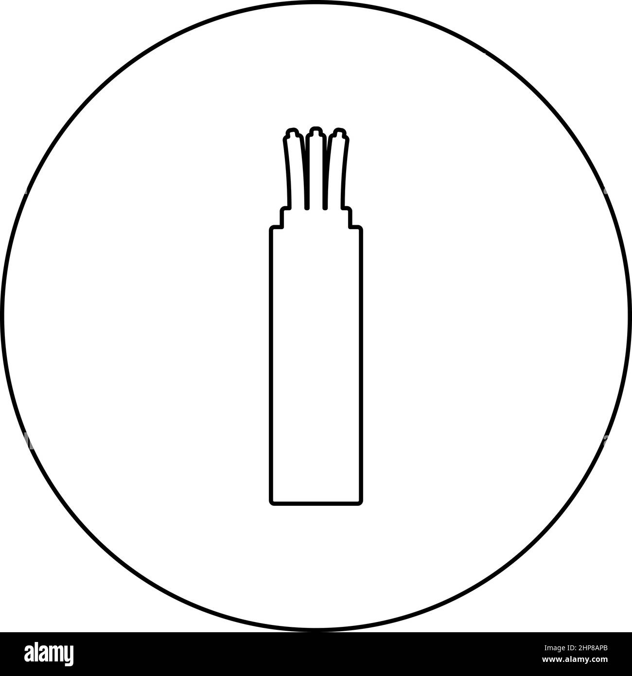 Wire Cord electrical cable curved power optical fibre icon in circle ...