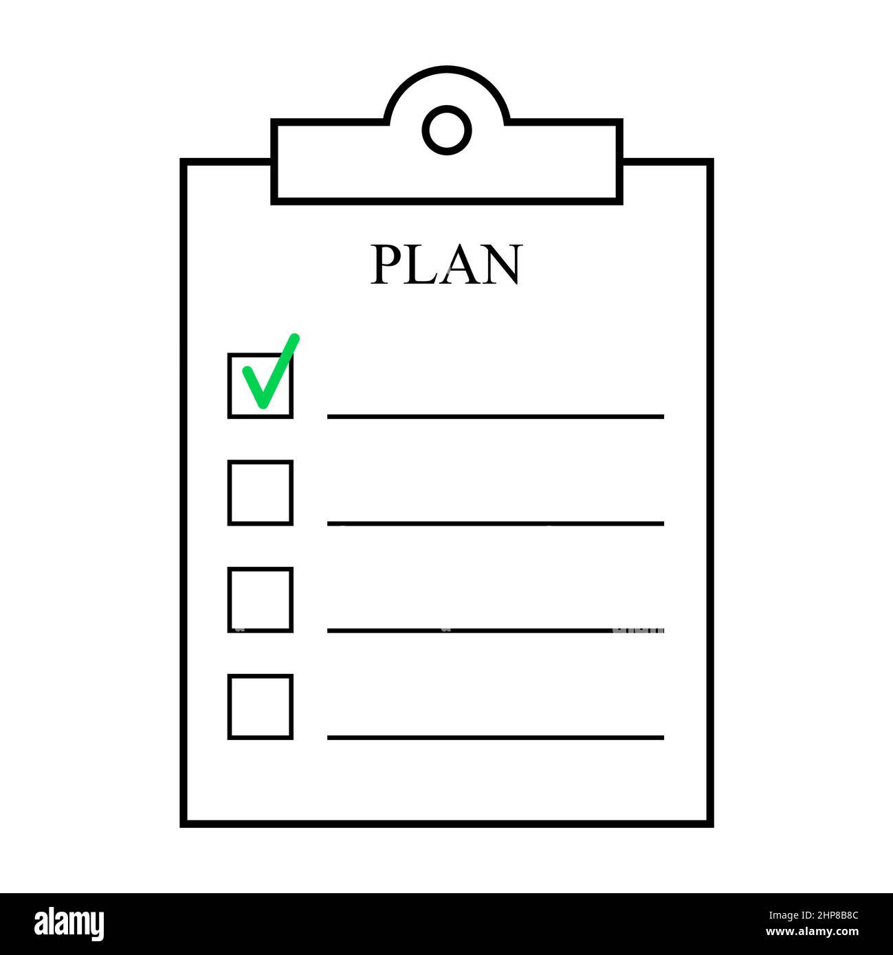 Plan clipboard with check boxes. Vector outline illustration Stock Vector Image & Art - Alamy