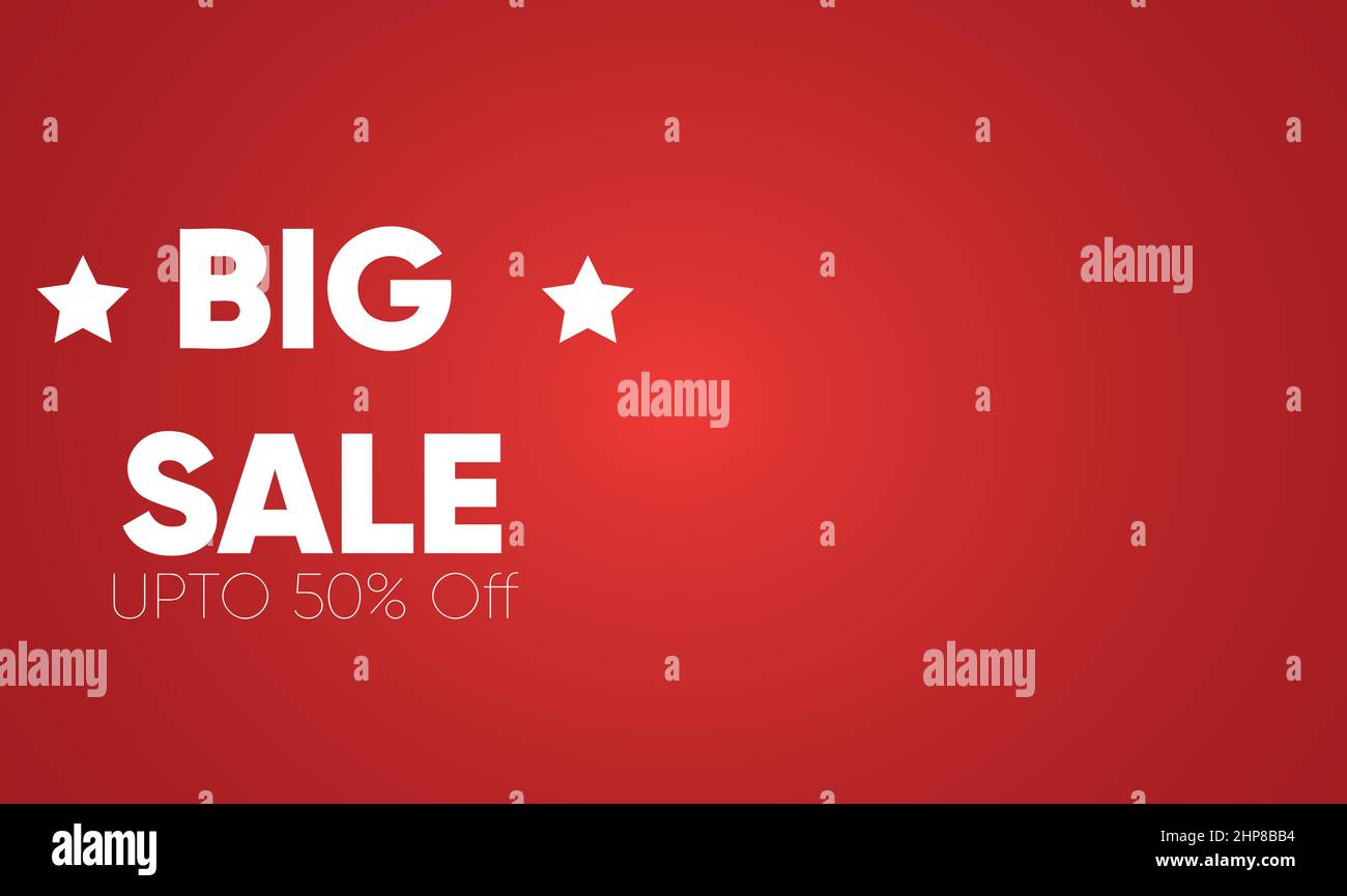design of big sale discount offer on abstract red background Stock ...