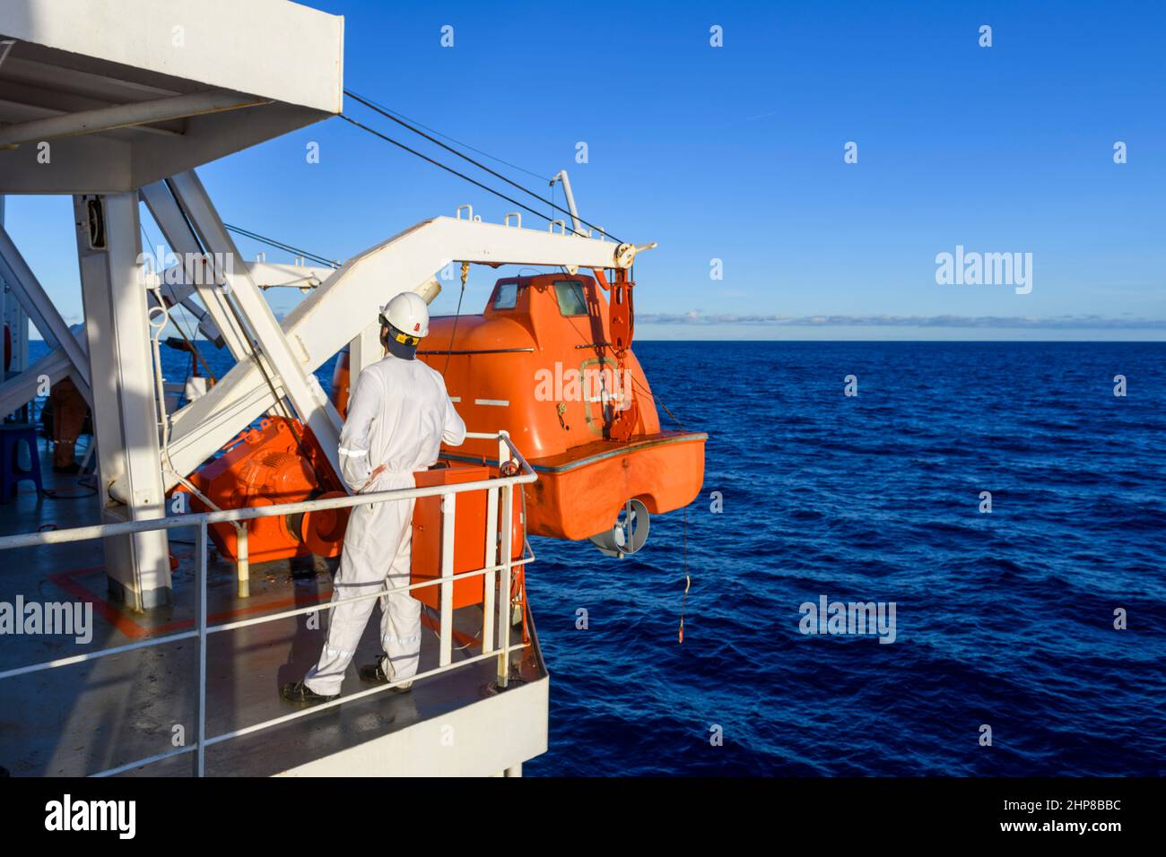 Davit launch rescue boat hi-res stock photography and images - Alamy