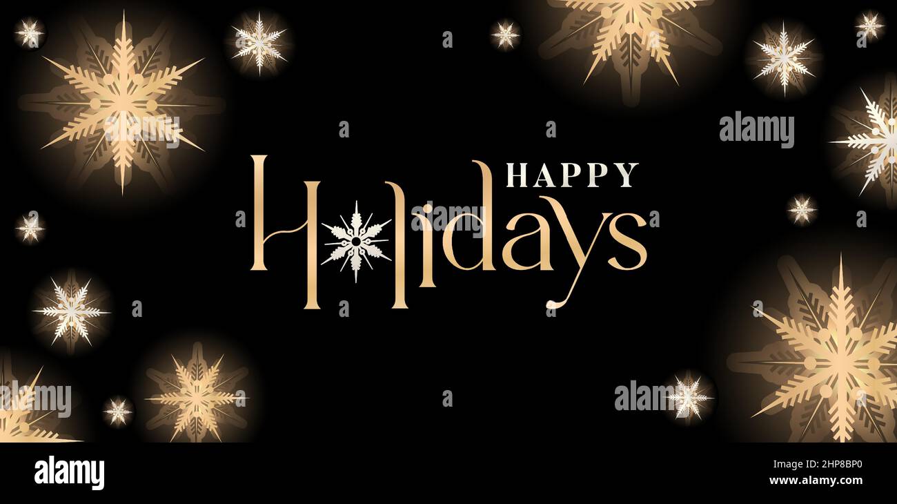 happy holiday snowflake gold Stock Vector Image & Art - Alamy