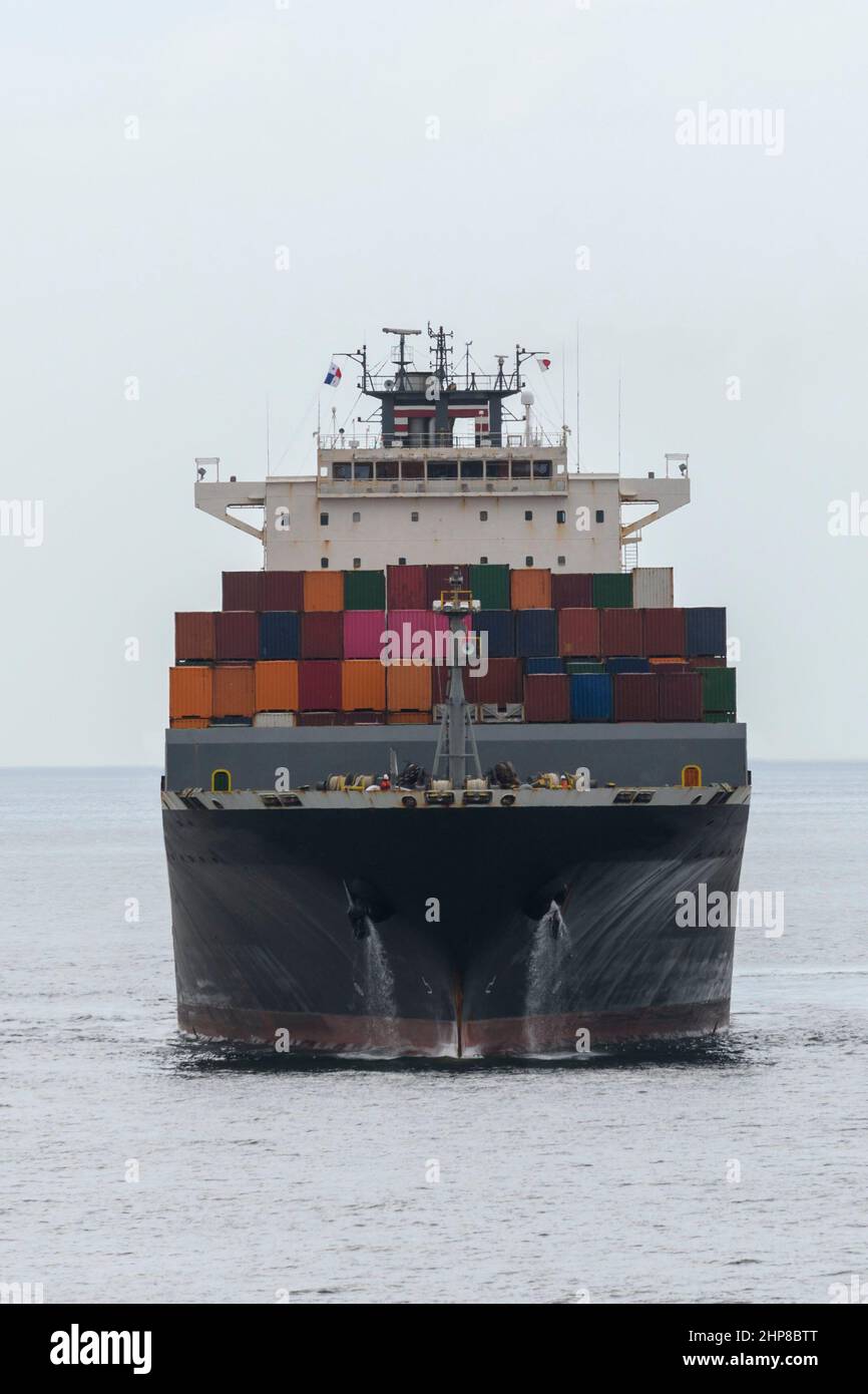 Container ship at sea. Cargo vessel. Logistics import and export ...