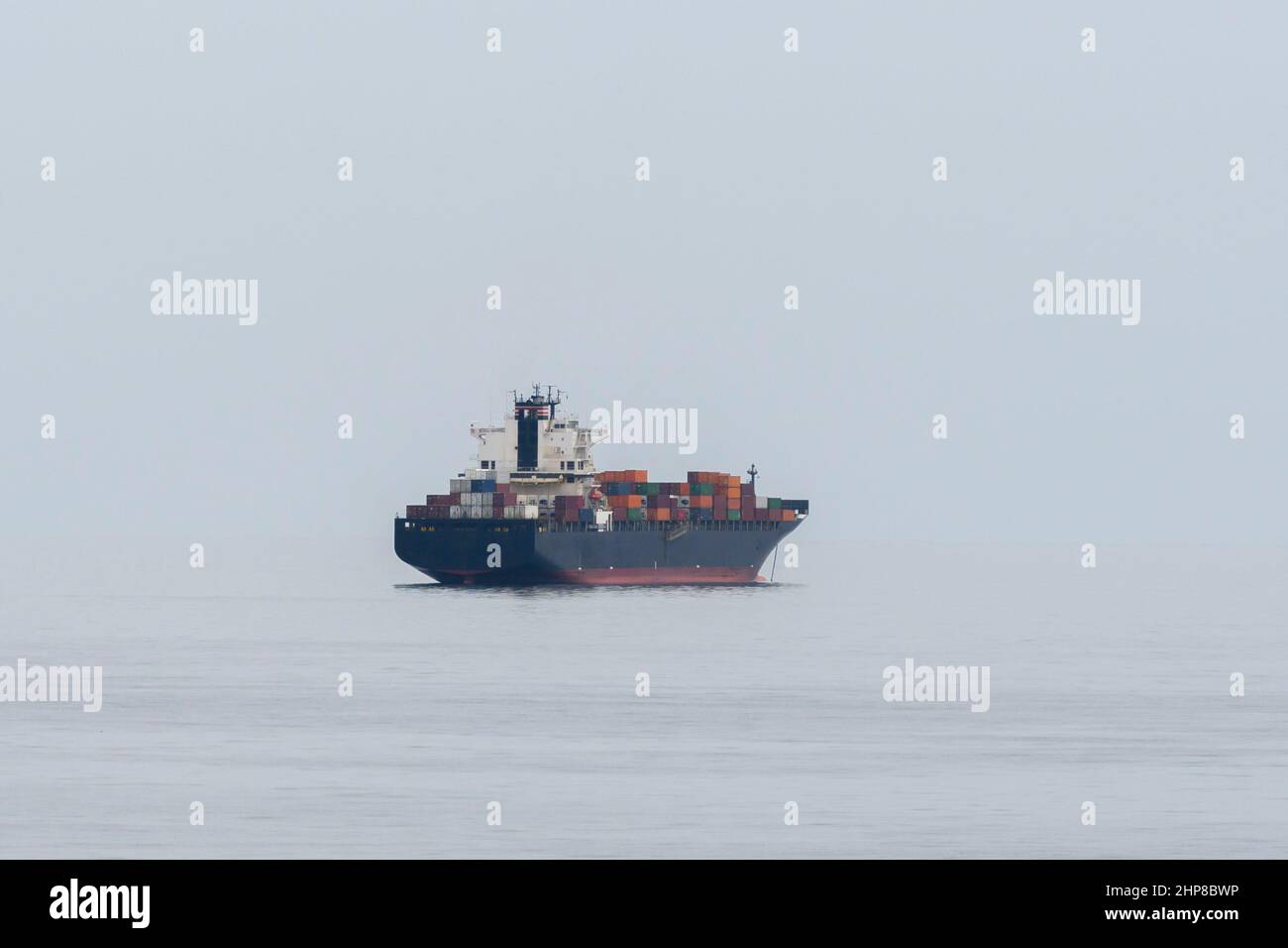Large container ship loaded with containers. Cargo vessel at sea Stock ...