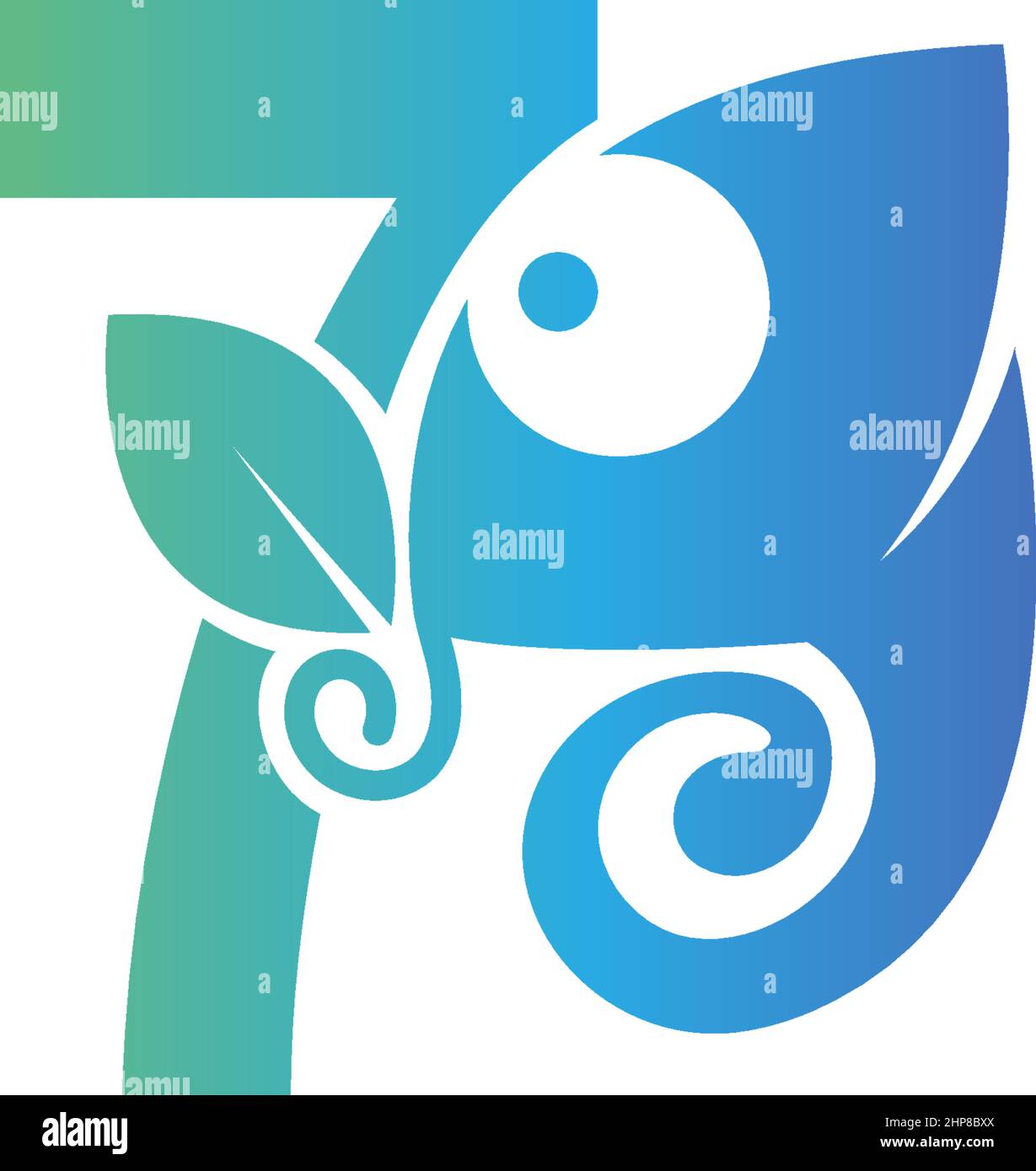 Number 7 icon with chameleon logo design template Stock Vector Image ...