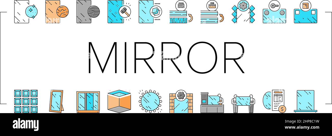 Mirror Installation Collection Icons Set Vector Stock Vector Image ...