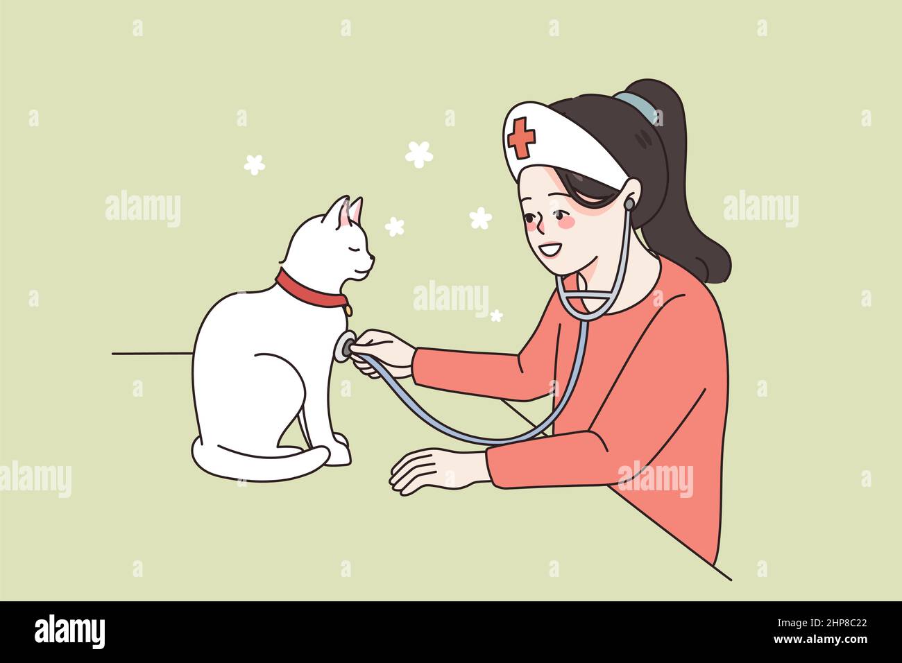 Girl play kitten Stock Vector Images - Alamy