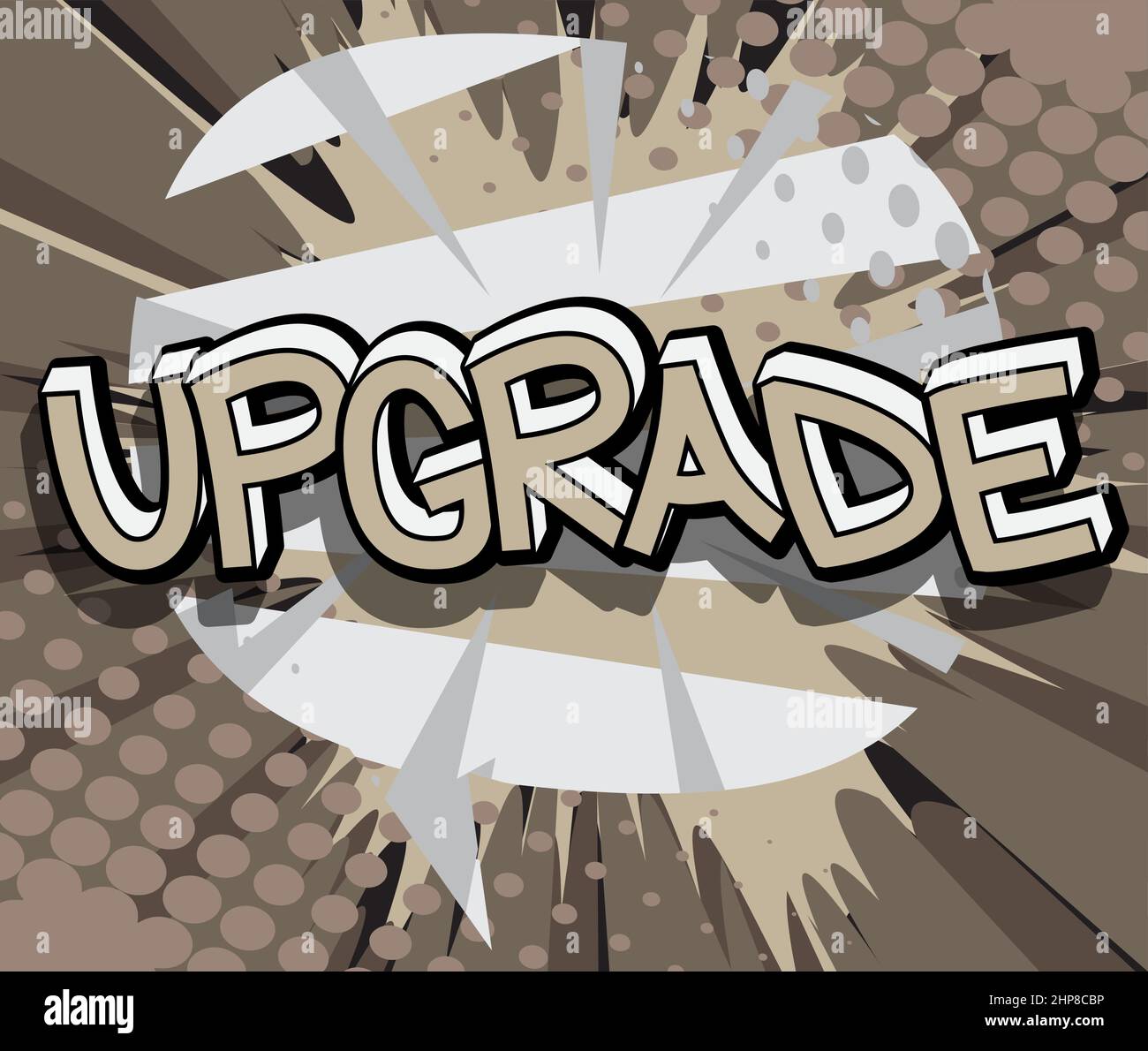 Upgrade. Comic book word text on abstract comics background Stock ...