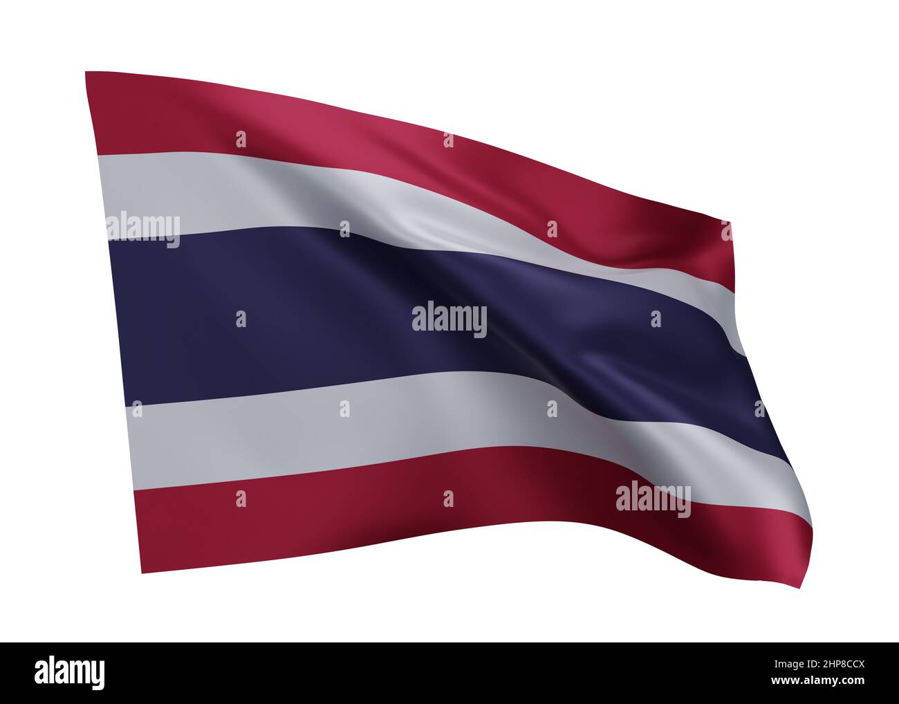 3d illustration flag of Thailand. Thai high resolution flag isolated against white background ...