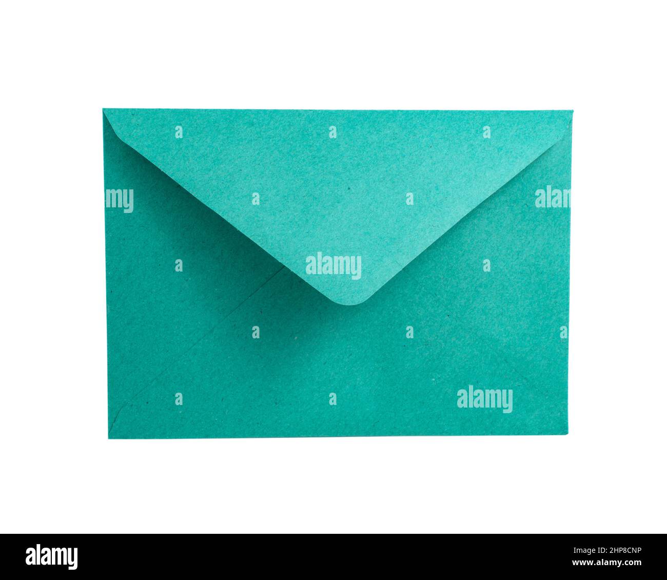 Craft green paper envelope for mail isolated on the white background ...