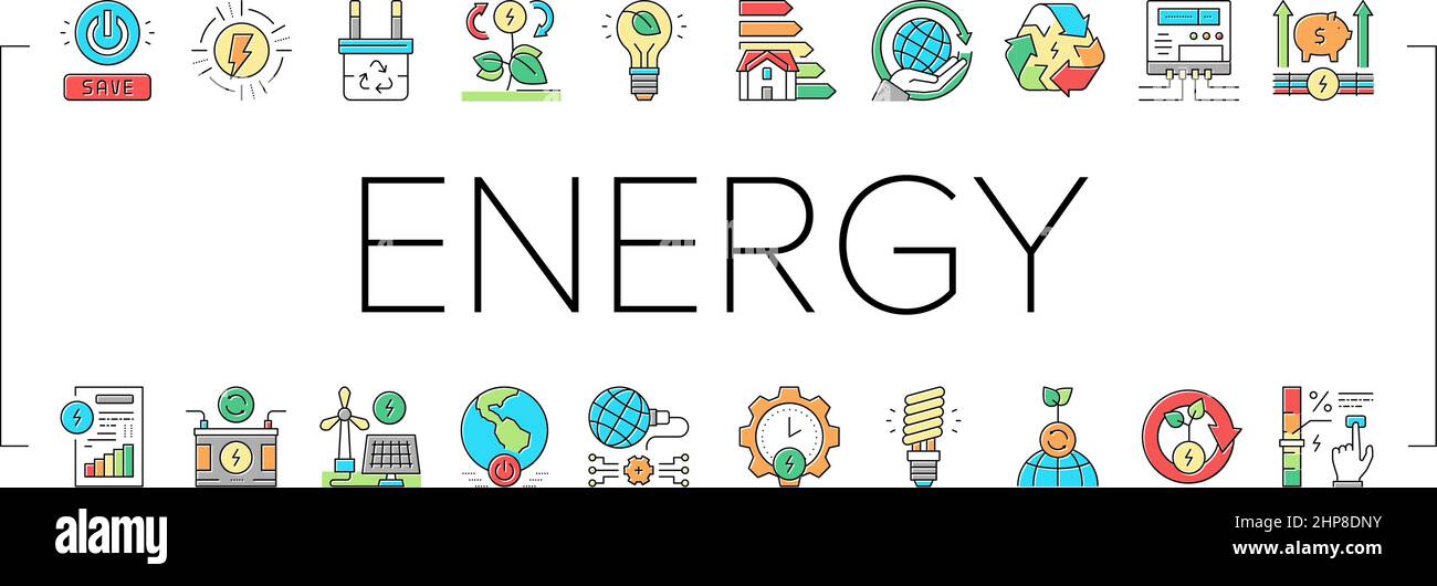 Energy Saving Tool Collection Icons Set Vector Stock Vector Image & Art ...