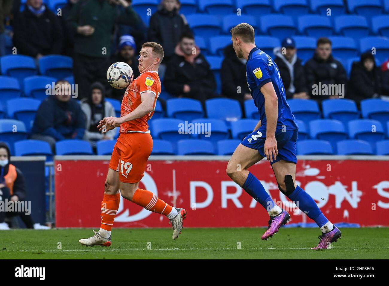Shayne Lavery #19 of Blackpool controls the ball Stock Photo - Alamy
