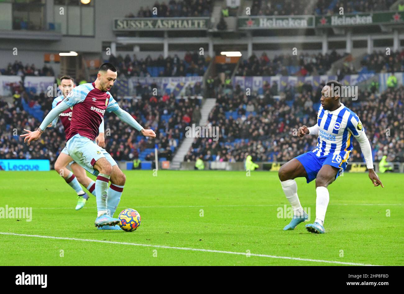 Brighton, UK. 19th Feb, 2022. Dwight McNeil of Burnley and Danny ...