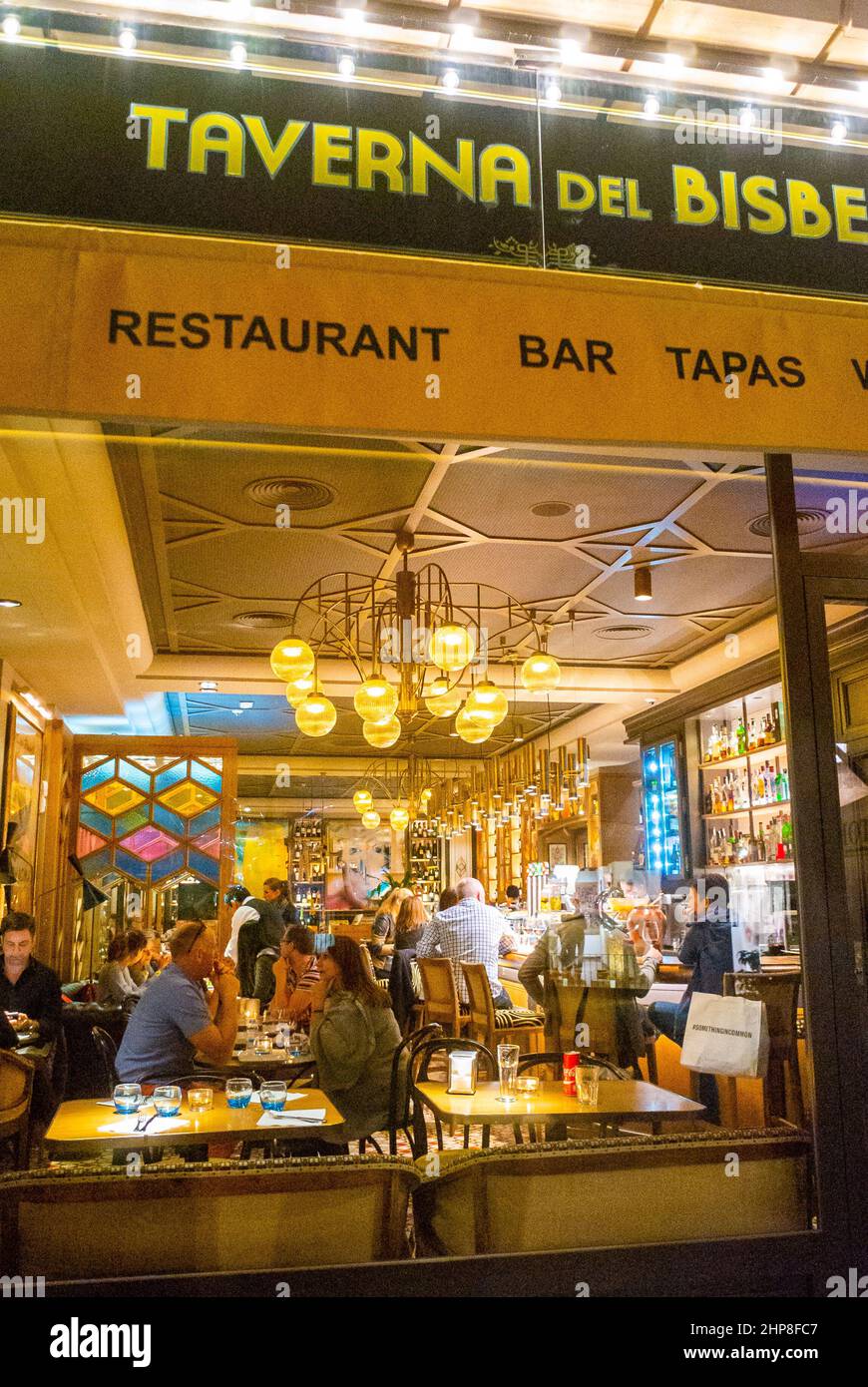 Barcelona, Spain, People Sharing Meals inside Spanish Restaurant Tavern ...