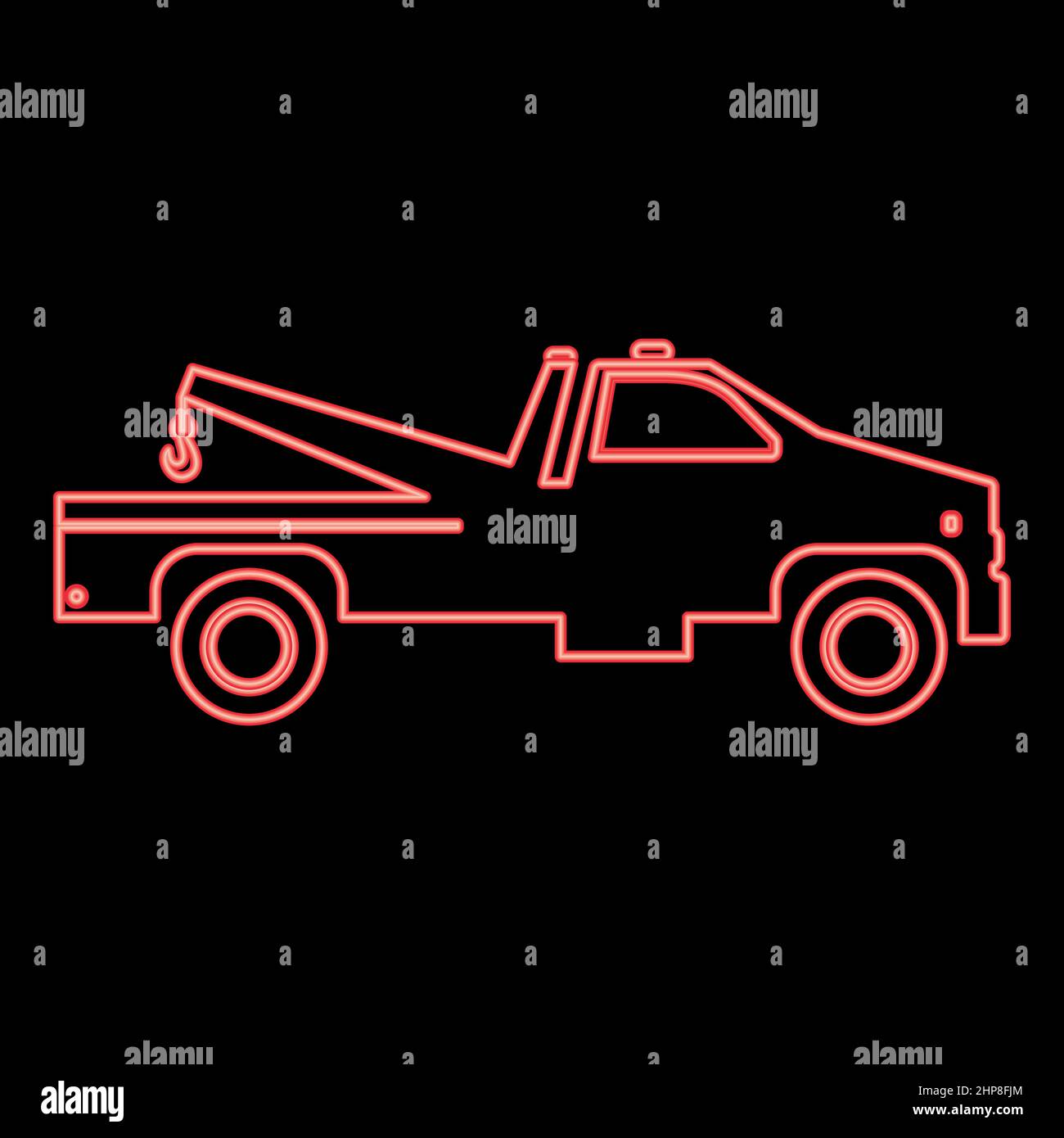 Neon breakdown truck red color vector illustration image flat style ...