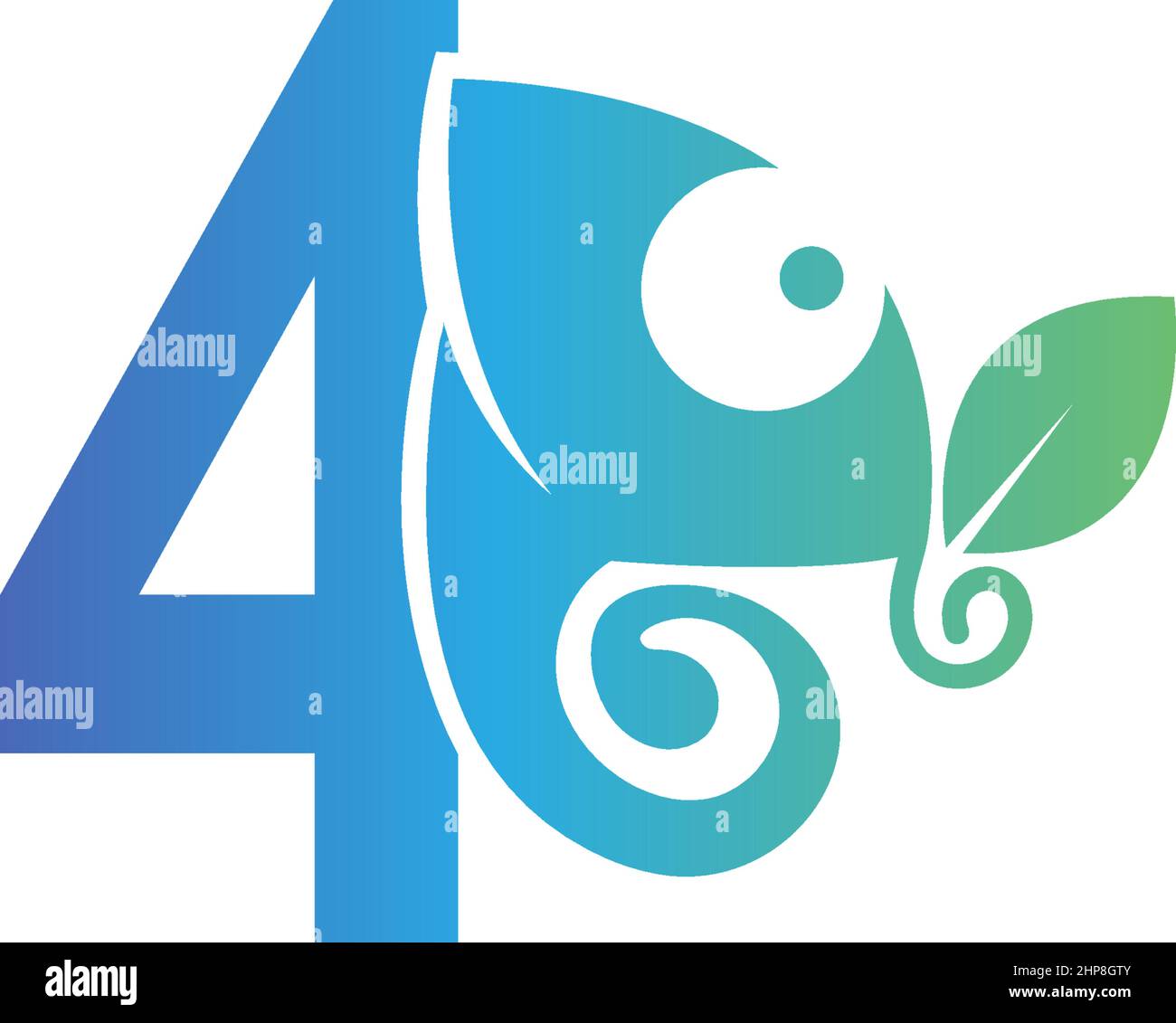Number 4 icon with chameleon logo design template Stock Vector Image ...