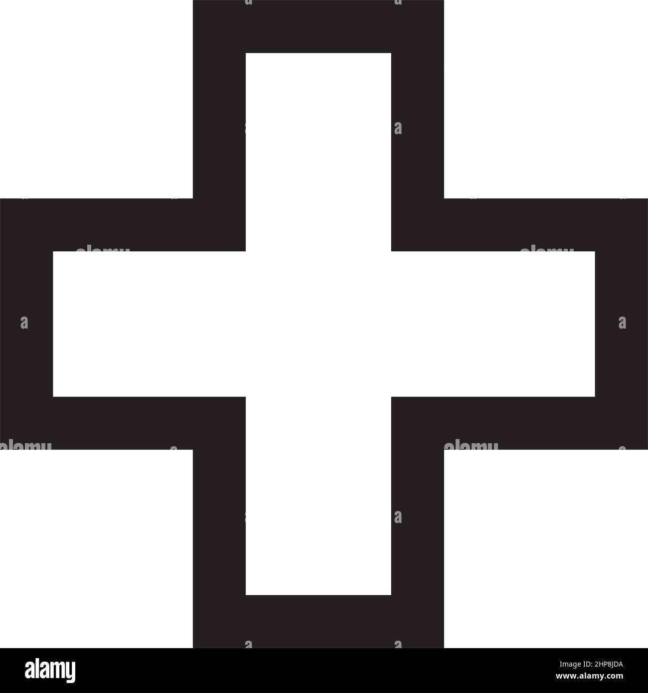 Cross shape symbol vector icon outline stroke for creative graphic ...