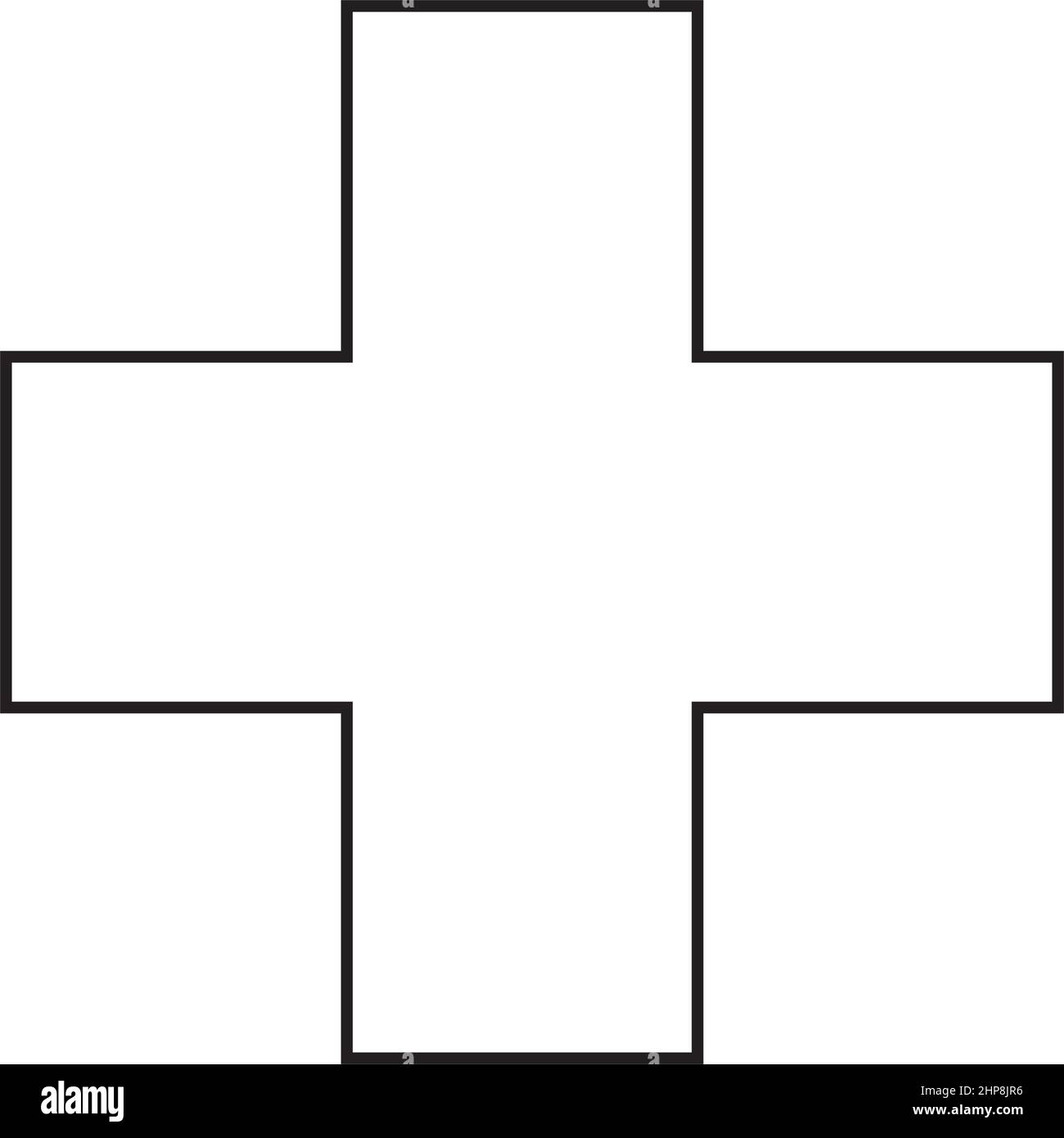Cross shape symbol vector icon outline stroke for creative graphic ...