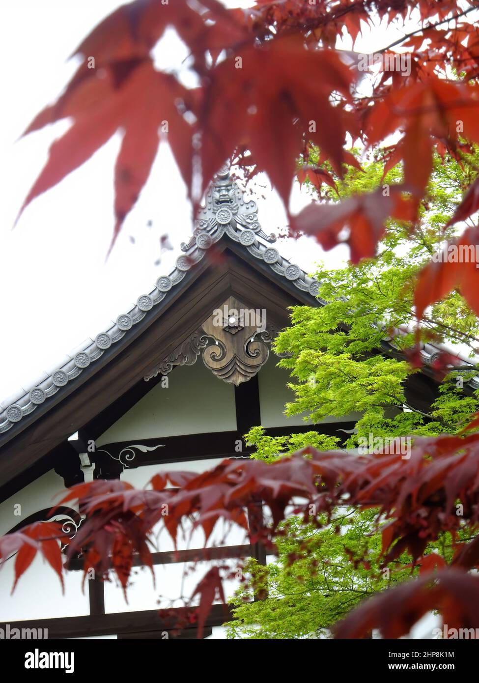 Sunny view of the roof of Tenryu-ji Temple at Arashiyama, Japan Stock ...