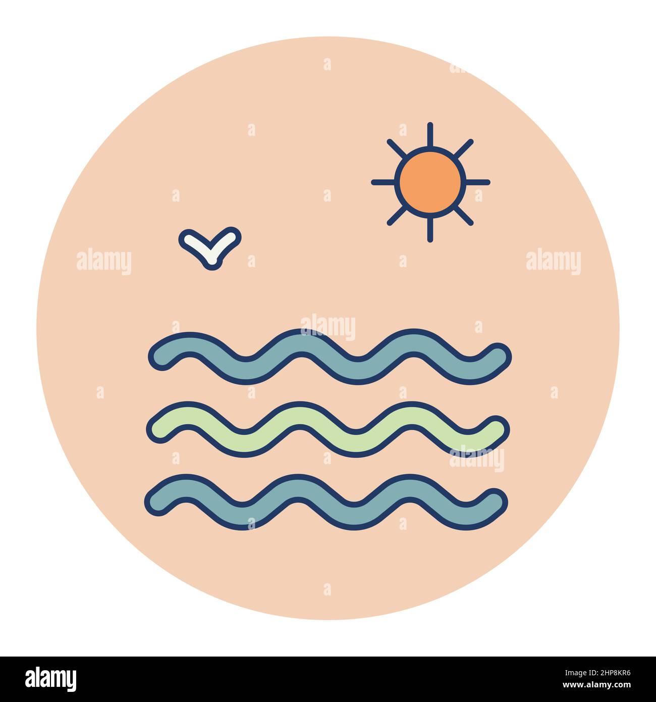 Sunrise sunset sea waves Stock Vector Images - Alamy