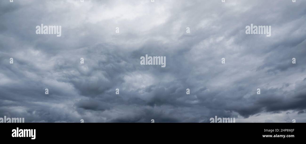 Cloudy dark stormy sky panorama. Natural background photo texture Stock ...