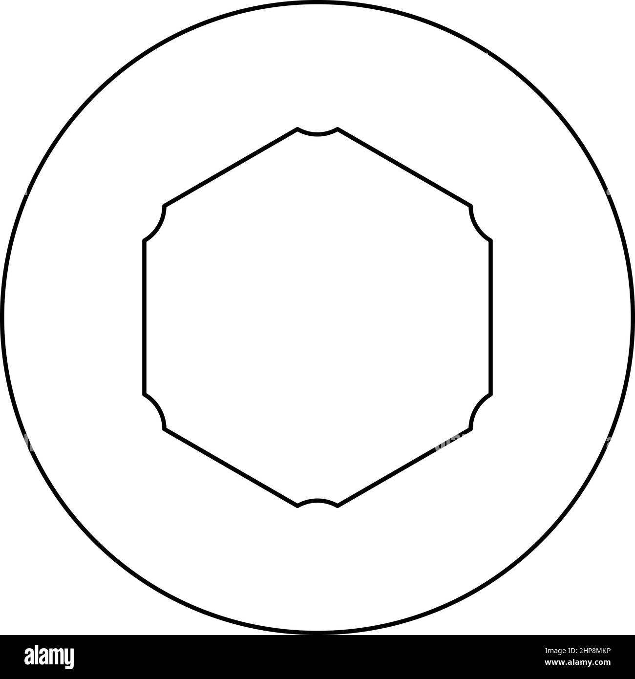 Hexagon With Rounded Corners Icon In Circle Round Black Color Vector