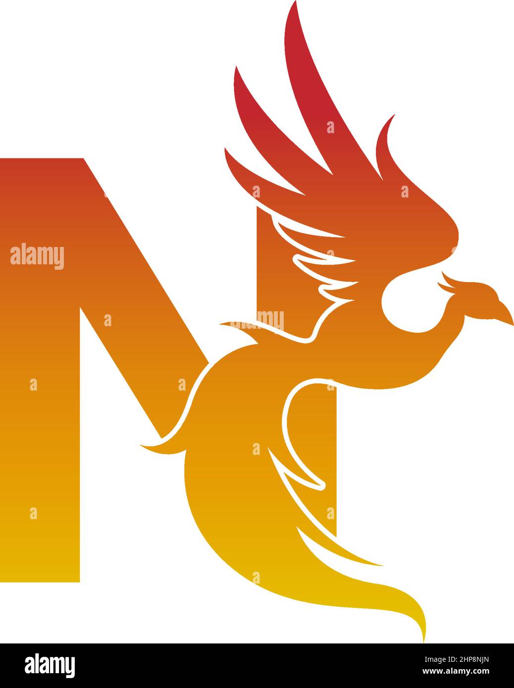 Letter N icon with phoenix logo design template Stock Vector Image ...